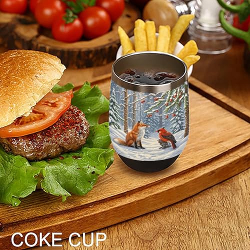 WYUSPGK 304 Stainless Steel Insulated Cup, Winter Snow Fox Print Smooth Rim, Durable & Reusable - Perfect for Office, Home, And Travel