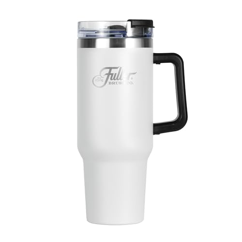 Fuller Brush Stainless Steel Tumbler with Handle - 40 oz. – Lead & BPA-Free - Double-Wall Insulated Travel Mug – Keeps Drinks Hot or Cold for Hours – Spill-Resistant Lid & Straw (Gray)