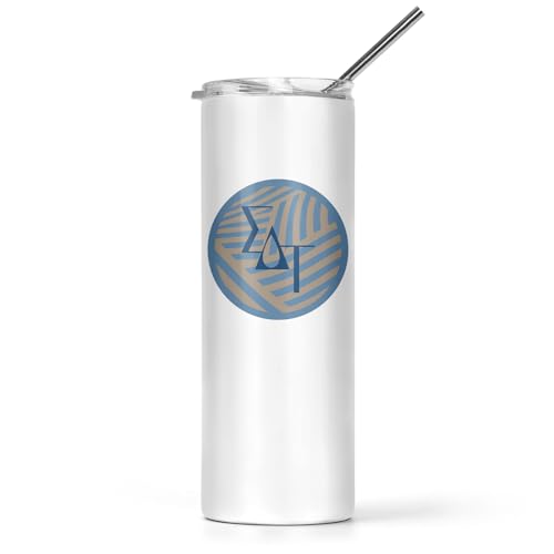 Sigma Delta Tau Stainless Steel Skinny Tumbler 20 OZ, Vacuum Double Wall Insulated Tumbler Cup, Tumbler with Lid and Straw, Gift for Coffee Water Hot Cold Drinks (Sigma Delta Tau - 13)