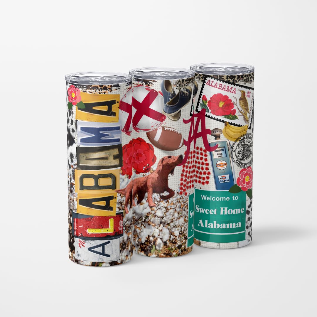 Custom Tumbler with Lid and Straw| All 50 States Tumblers with Name| Stainless Insulated Tumblers| Personalized Gift| Double Wall Coffe Cup for Hot, Cold Drinks (Alabama)