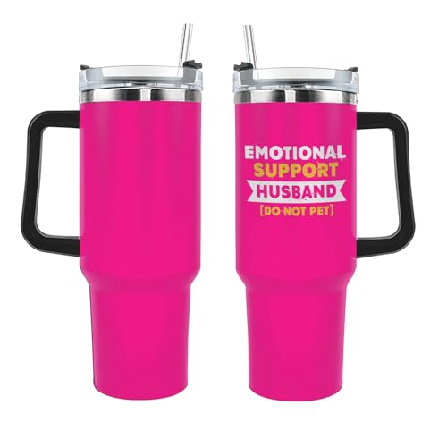 liabiliies Emotional Support Husband Do Not Pet Tumbler 40 oz Tumblers with Handle and Straw Insulated Tumblers Stainless Steel Tumbler Funny Gifts for Men
