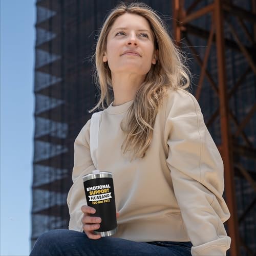 liabiliies Emotional Support Husband Do Not Pet Tumbler Coffee Tumblers 20 oz Tumbler with Lid and Straw Insulated Tumblers Stainless Steel Tumbler