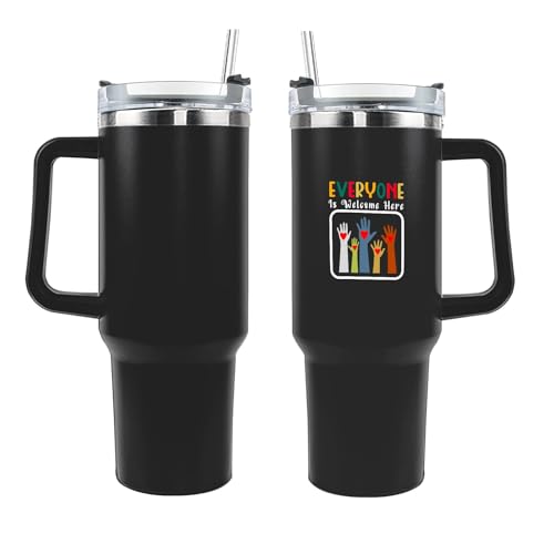 liabiliies 40 oz Tumbler with Handle and Straw Everyone is Welcome Here Tumbler Personalized Tumblers with Lid and Straw Insulated Tumbler Stainless Steel Tumblers Funny Gifts