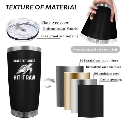 liabiliies save the turtles hit it raw Tumbler Coffee Tumblers 20 oz Tumbler with Lid and Straw Insulated Tumblers Stainless Steel Tumbler Funny Gifts for Women