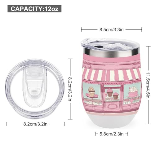 Stainless Steel Insulated Cup, Ice Cream Store Print 304 Stainless Steel, Smooth Round Rim Ideal for Office, Home, And Gift Giving