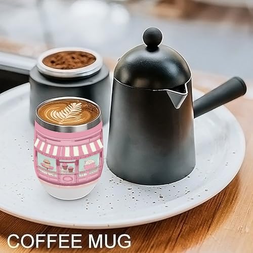Stainless Steel Insulated Cup, Ice Cream Store Print 304 Stainless Steel, Smooth Round Rim Ideal for Office, Home, And Gift Giving