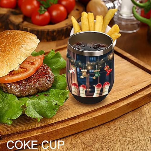 Stainless Steel Insulated Cup, Christmas Socks Xmas Party Print 304 Stainless Steel, Smooth Round Rim Ideal for Office, Home, And Gift Giving