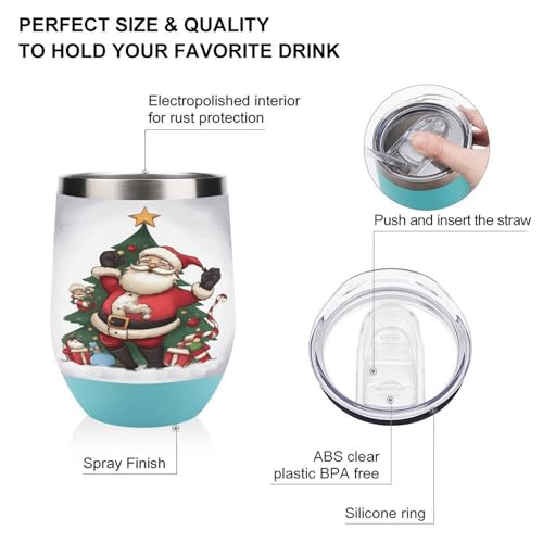 Stainless Steel Insulated Cup, Merry Christmas Print 304 Stainless Steel, Smooth Round Rim Ideal for Office, Home, And Gift Giving