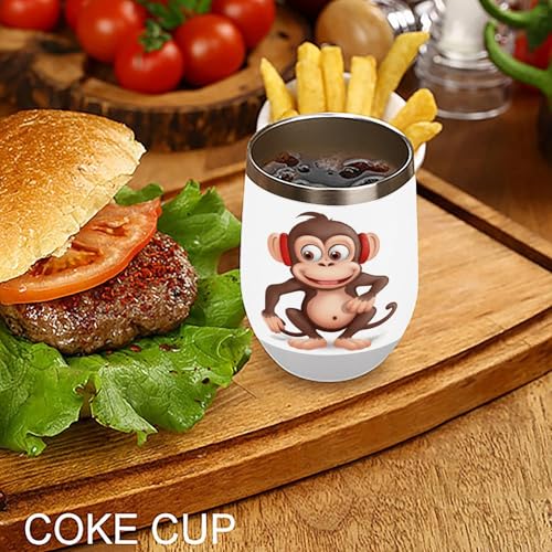 YKUDBN Stainless Steel Insulated Cup, Naughty Monkey Print 304 Stainless Steel, Smooth Round Rim Ideal for Office, Home, And Gift Giving