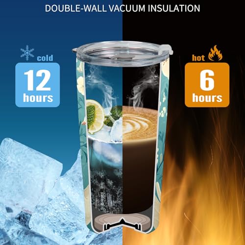QWEUIOP 20oz Insulated Travel Coffee Mug Retro Pigeon Pattern Stainless Steel Tumbler with Lid Double Wall Vacuum Coffee Cup For Hot and Cold Drinks13974