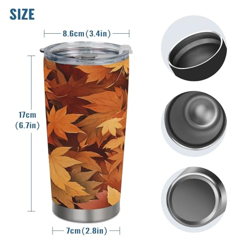 QWEUIOP 20oz Insulated Travel Coffee Mug Autumn Maple Leaf Stainless Steel Tumbler with Lid Double Wall Vacuum Coffee Cup For Hot and Cold Drinks14198