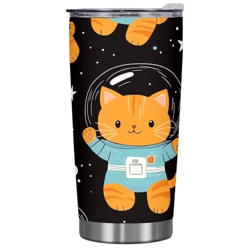 QWEUIOP 20oz Insulated Travel Coffee Mug Cute Cartoon Cats Stainless Steel Tumbler with Lid Double Wall Vacuum Coffee Cup For Hot and Cold Drinks14089