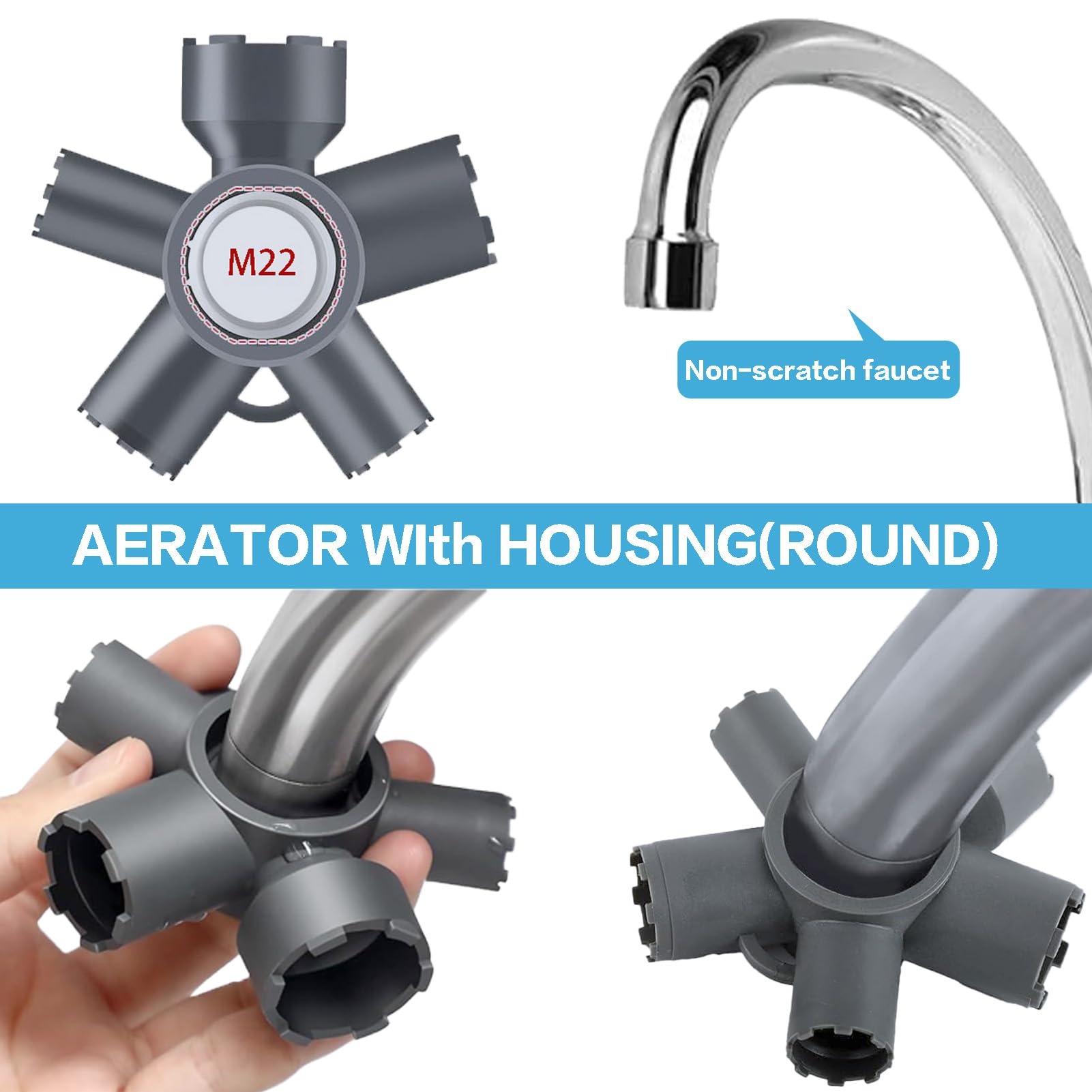 10-in-1 Faucet Aerator Removal Tool,Universal Aerator Key for Hidden, Threaded, and Housed Aerators - Fits M16.5, M18.5, M21.5, M22, M24, M28, TT, TF, STD, TJ Sizes