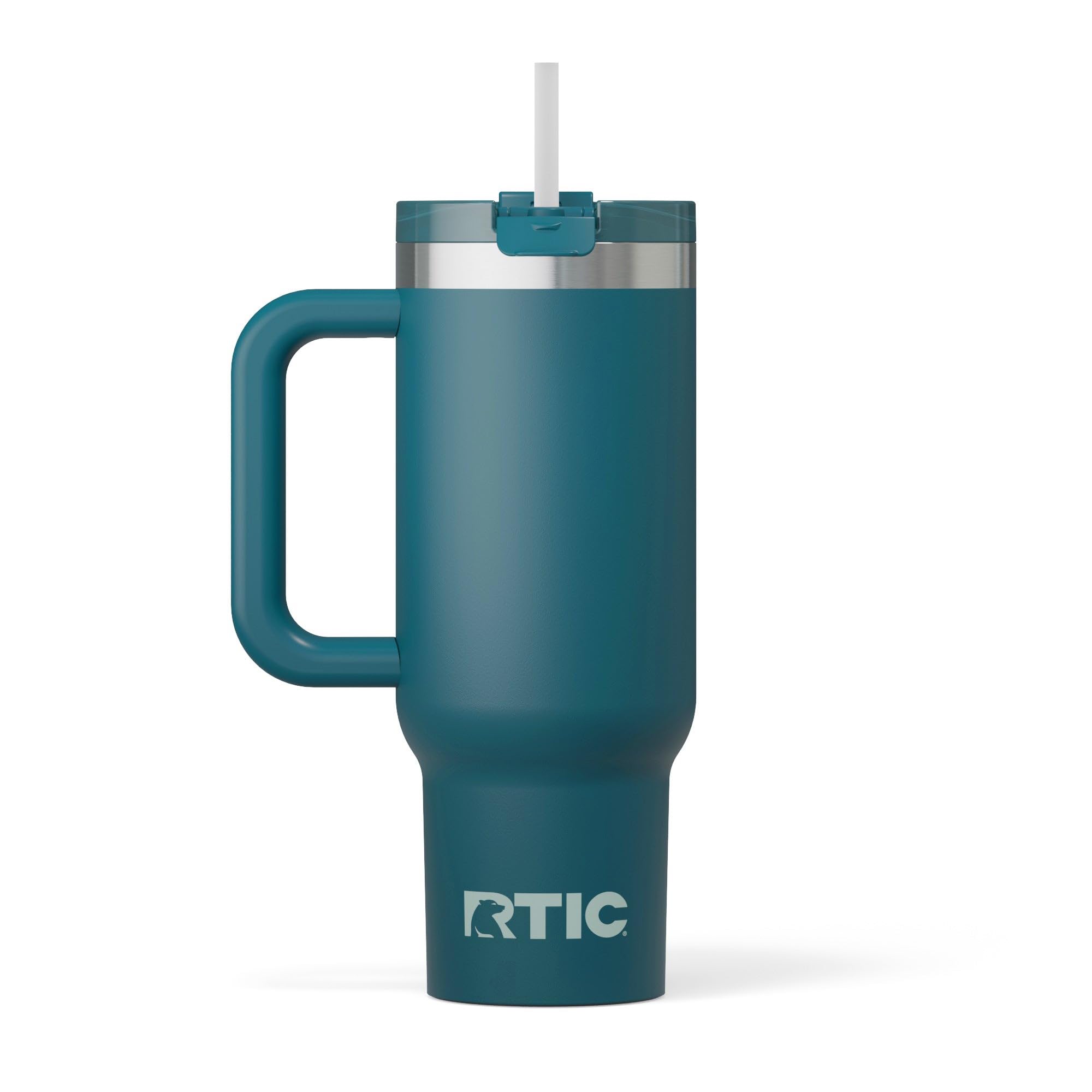 RTIC 30 oz Road Trip Tumbler Double-Walled Insulated Stainless Steel Portable Travel Coffee Mug Cup with Lid, Handle and Straw, Marine