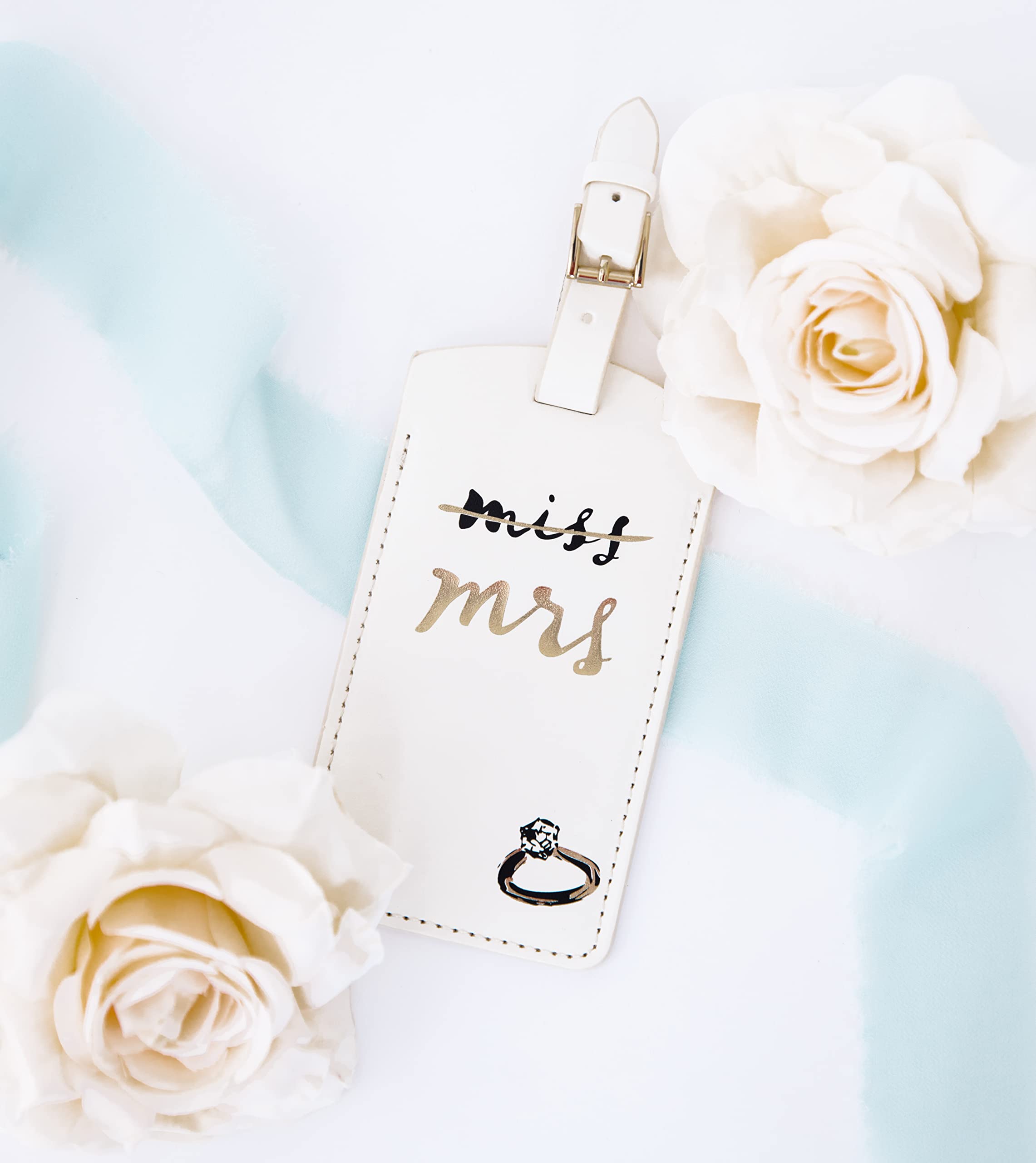 kate spade new york 20 oz Acrylic Miss to Mrs. Tumbler Bundle with Vegan Leather Luggage Tag, Miss to Mrs.