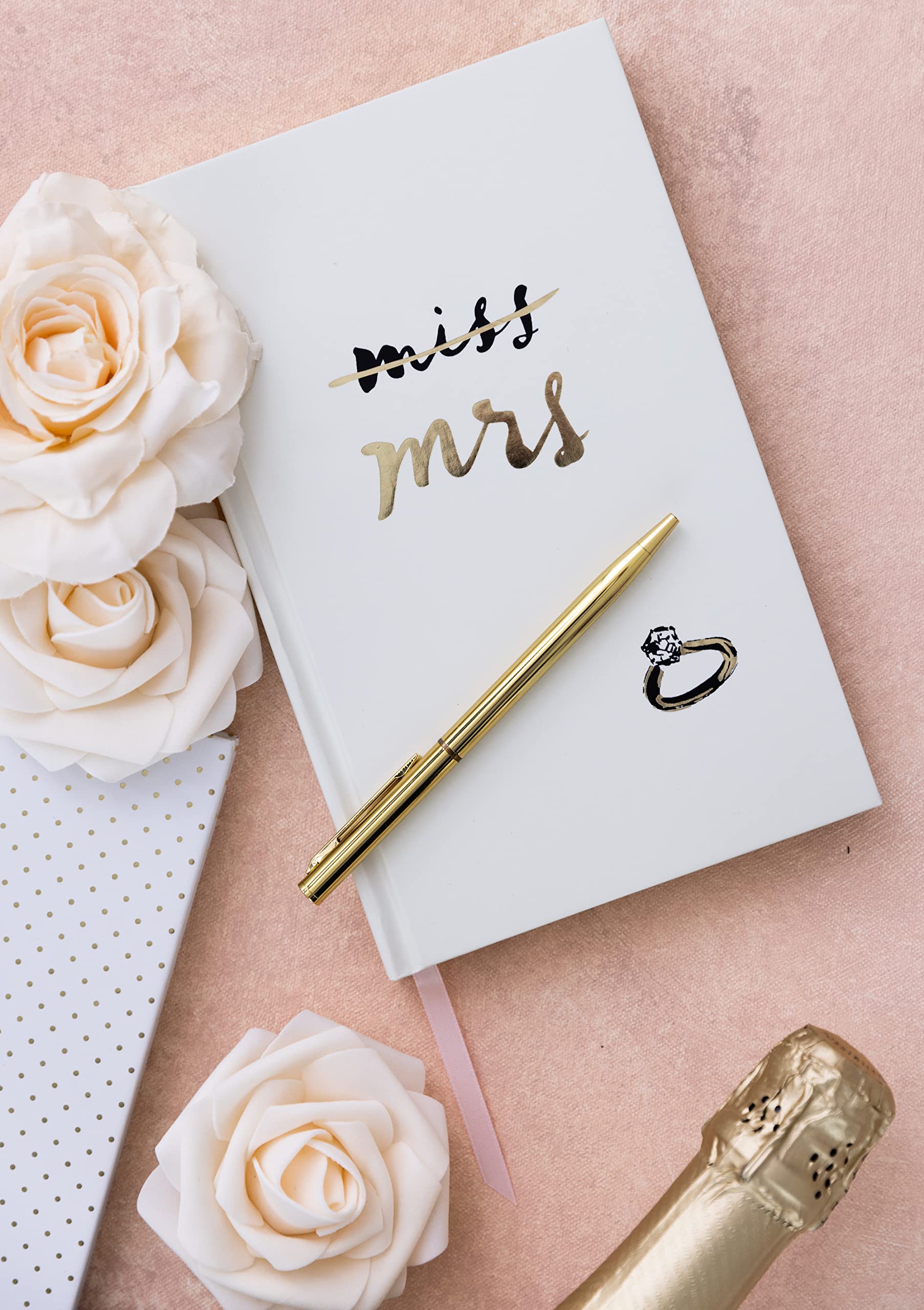 kate spade new york 20 oz Acrylic Miss to Mrs. Tumbler Bundle with 8.25" x 5.25" Bridal Journal with 200 Lined Pages, Miss to Mrs.