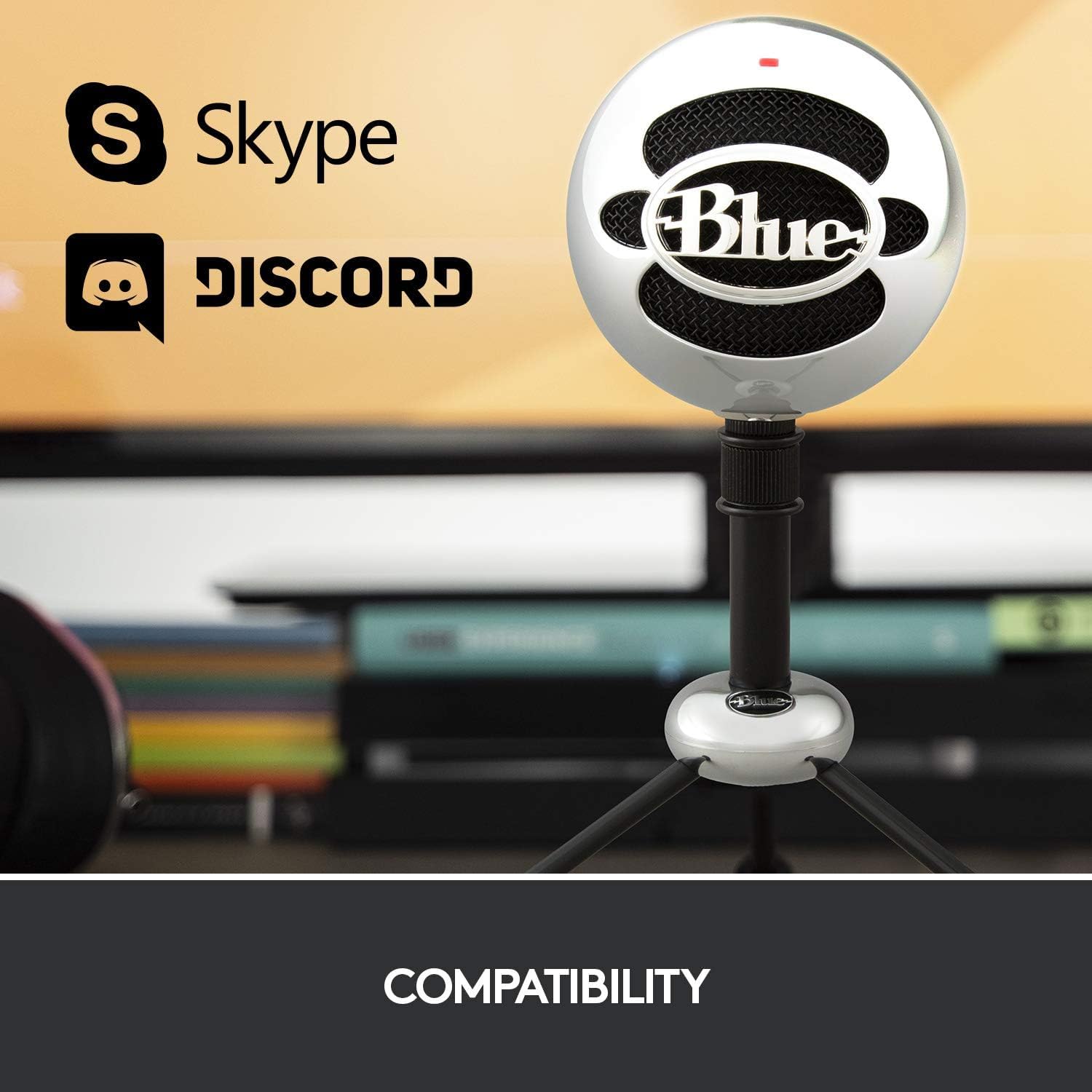 Logitech for Creators Blue Snowball USB Microphone for PC, Mac, Gaming, Streaming, Podcasting, Condenser Mic with Cardioid and Omnidirectional Pickup Patterns β Brushed Aluminum (Renewed)