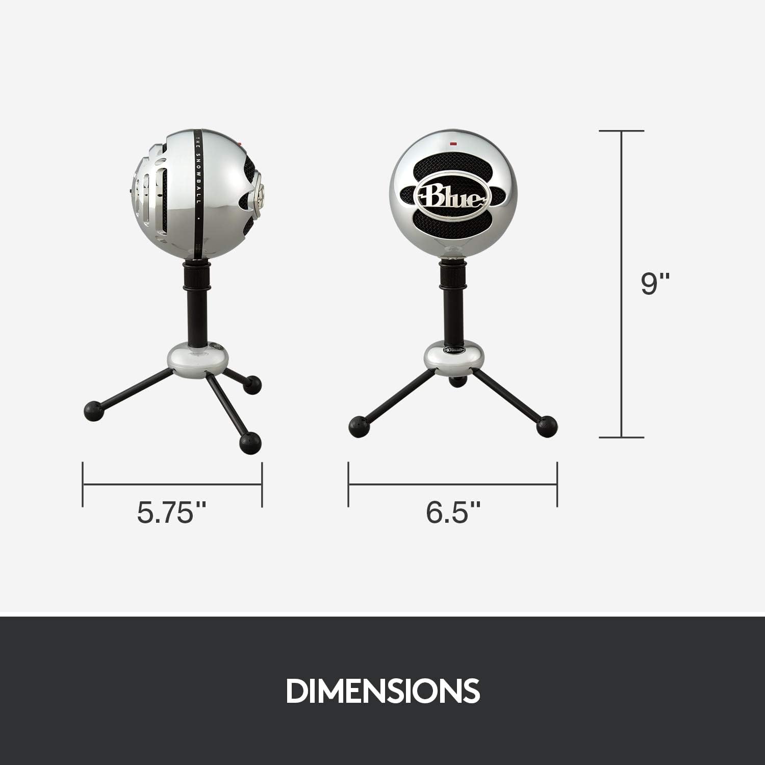Logitech for Creators Blue Snowball USB Microphone for PC, Mac, Gaming, Streaming, Podcasting, Condenser Mic with Cardioid and Omnidirectional Pickup Patterns β Brushed Aluminum (Renewed)