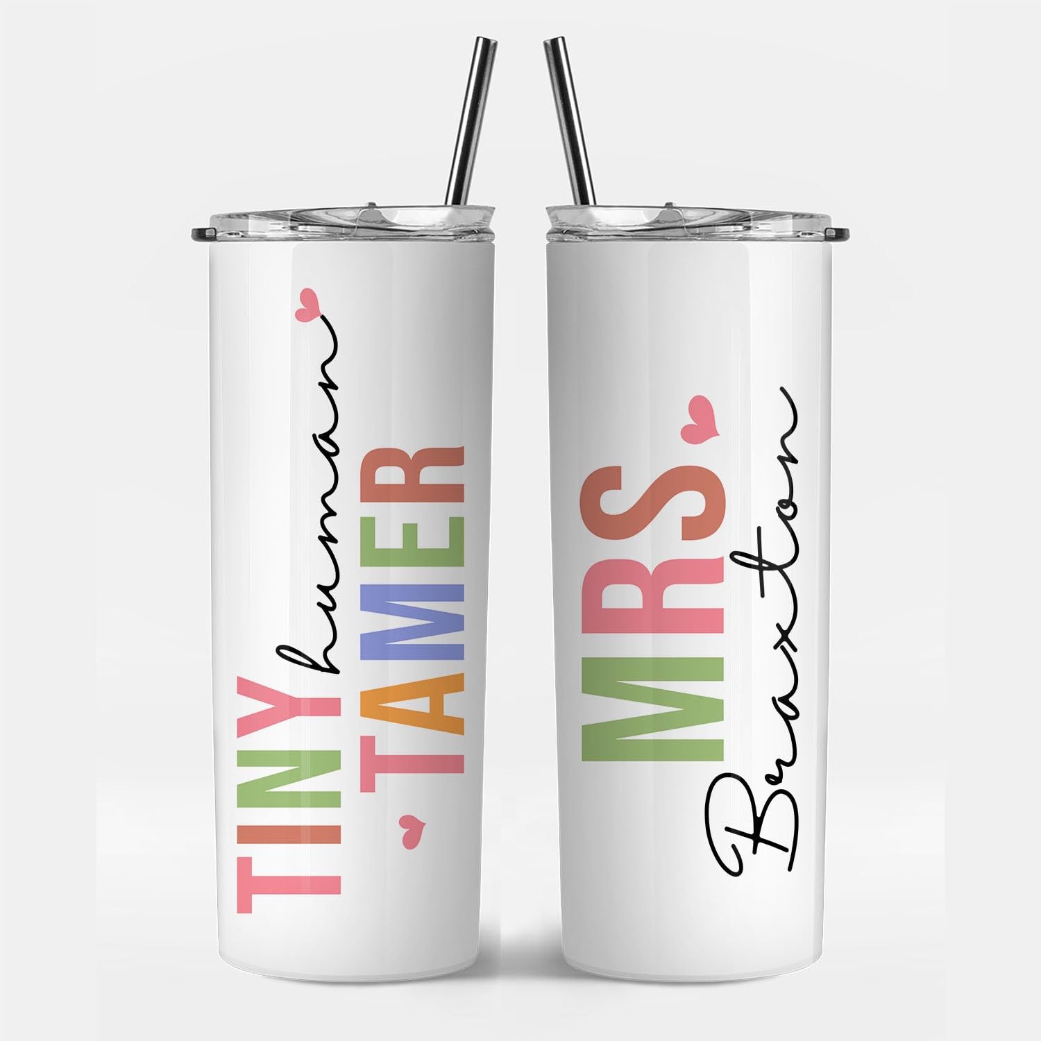Teacher Gifts Tiny Human Tamer Tumbler Teacher Appreciation Thank You Gifts Best Teachers Ever Gift Custom Coffee Cup for Men Women Teachers Day Mothers Day