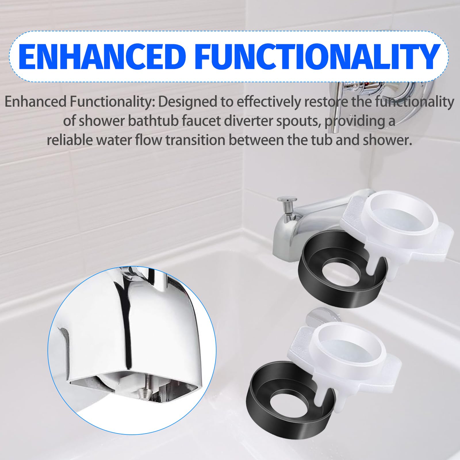 6 Pieces 101237 Cup Seal & Diverter Gate Replacement Parts for 3800 Tub Spout, Tub Spout for Shower Bathtub Faucet Diverter Spout