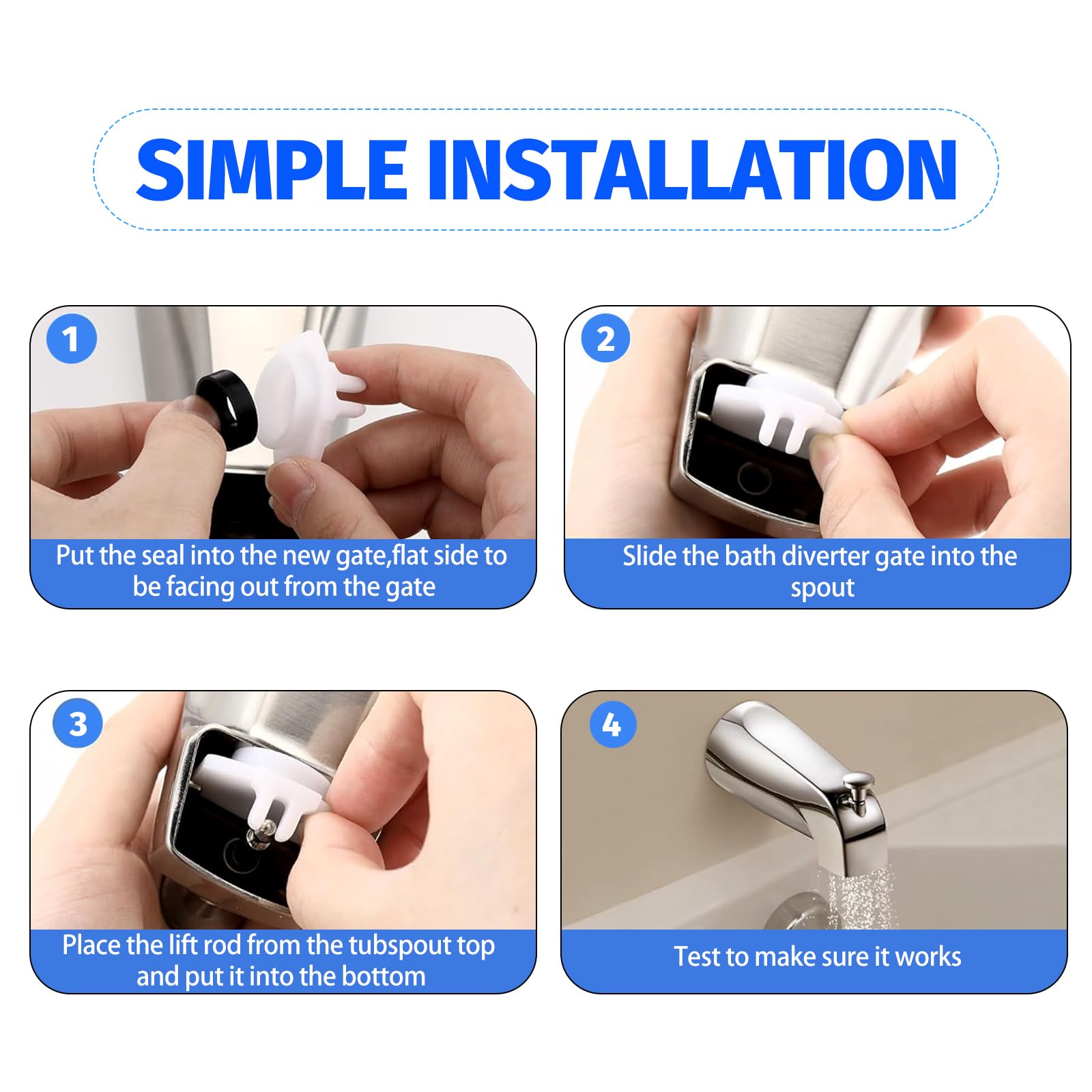 6 Pieces 101237 Cup Seal & Diverter Gate Replacement Parts for 3800 Tub Spout, Tub Spout for Shower Bathtub Faucet Diverter Spout