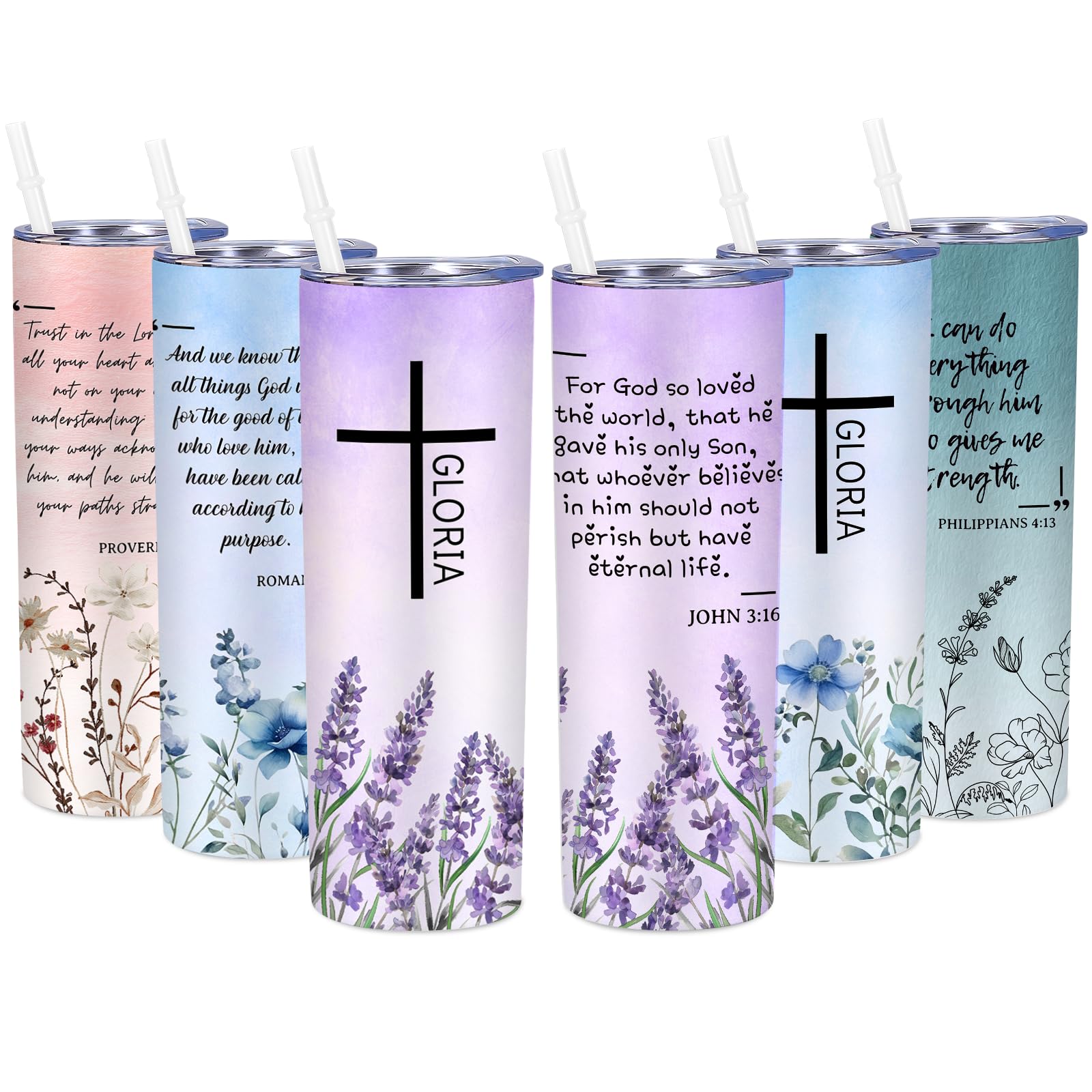 Christian Gifts for Women Faith, Personalized Name Christian Tumbler, Custom Bible Verse Coffee Cups 20oz Stainless Steel Tumblers with Lids and Straws, Inspirational Religious Jesus God Birthday Gift