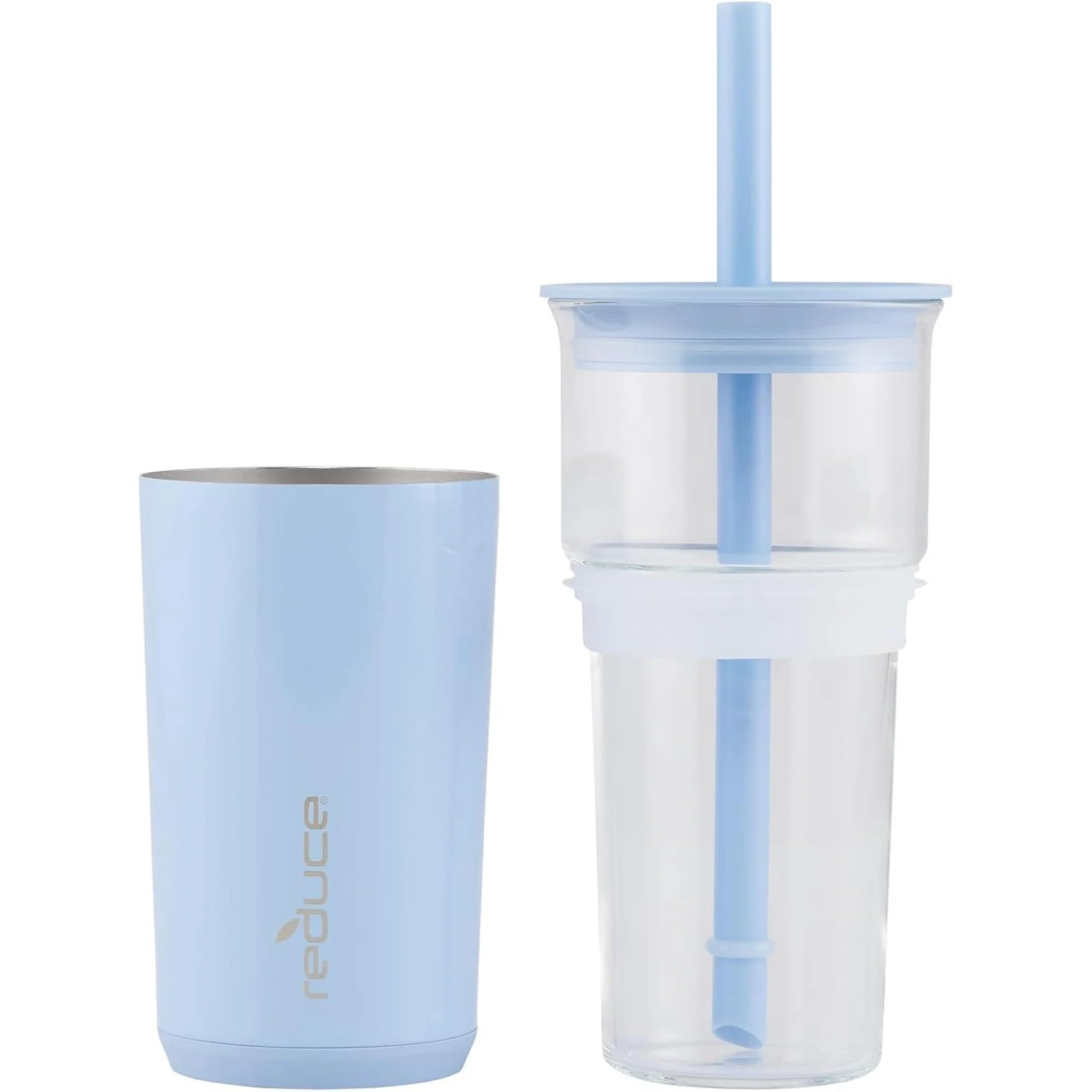 REDUCE Aspen Insulated Glass Tumbler, 20 Oz, 2-Pack (Glacier Blue/Lilac Bud)