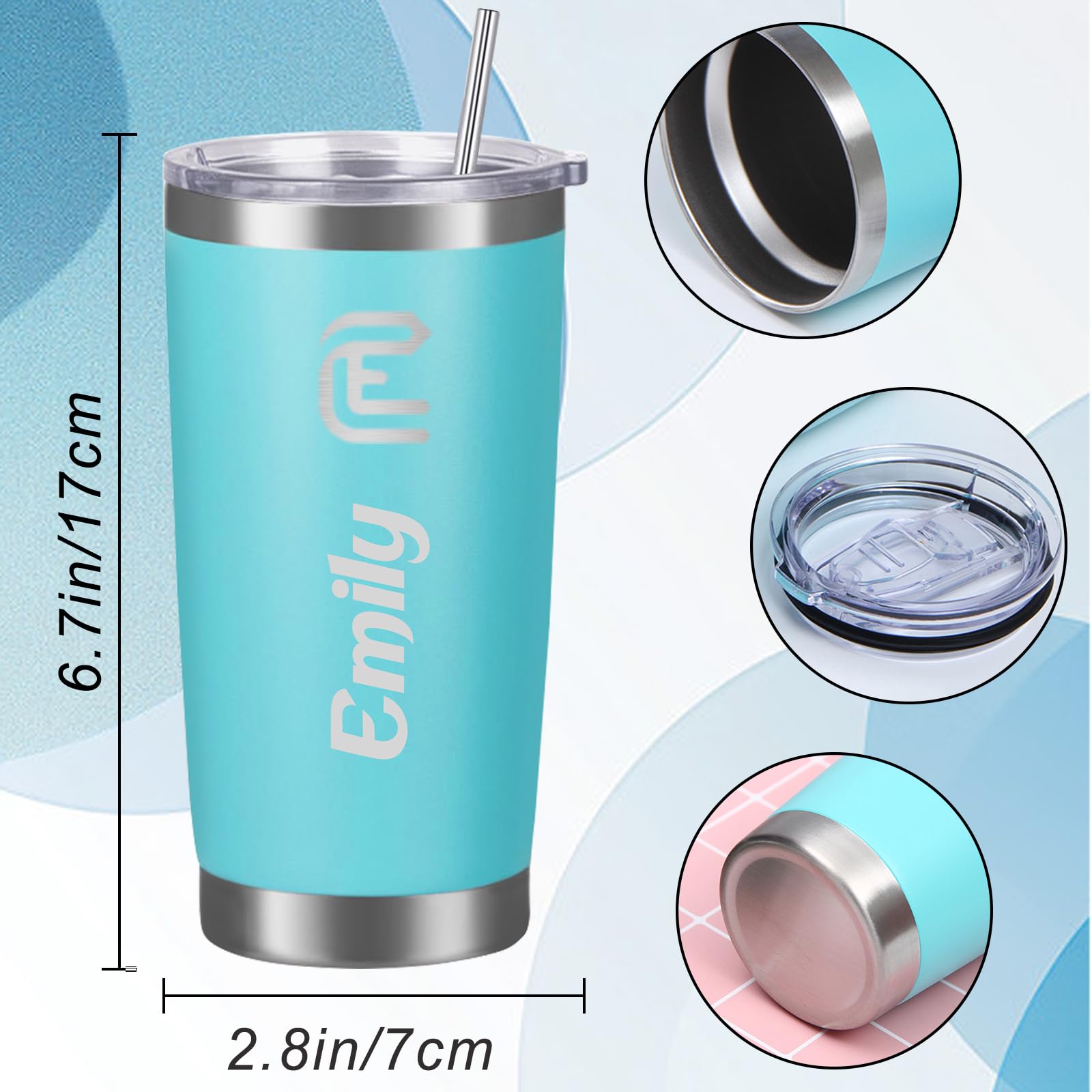 Personalized Tumblers Custom 20oz Insulated Coffee Cups Birth Flower Cup with Names Lids and Straws Customized Engraved Stainless Steel Mug Cups for Women