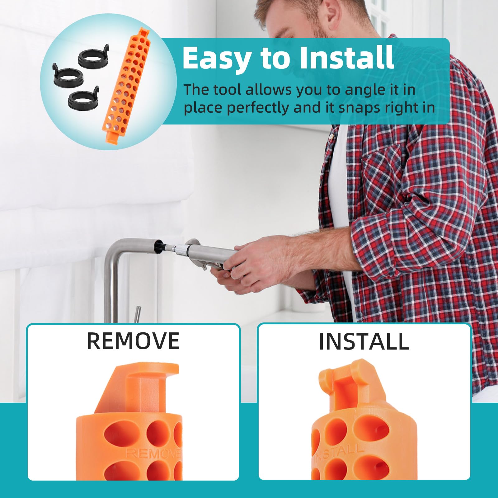 RP80977 Replacement Magnets for Delta Kitchen Faucets, Comes with a Tool to Install And Remove The Faucet Cleaning Magnets Easily - 3 Rings