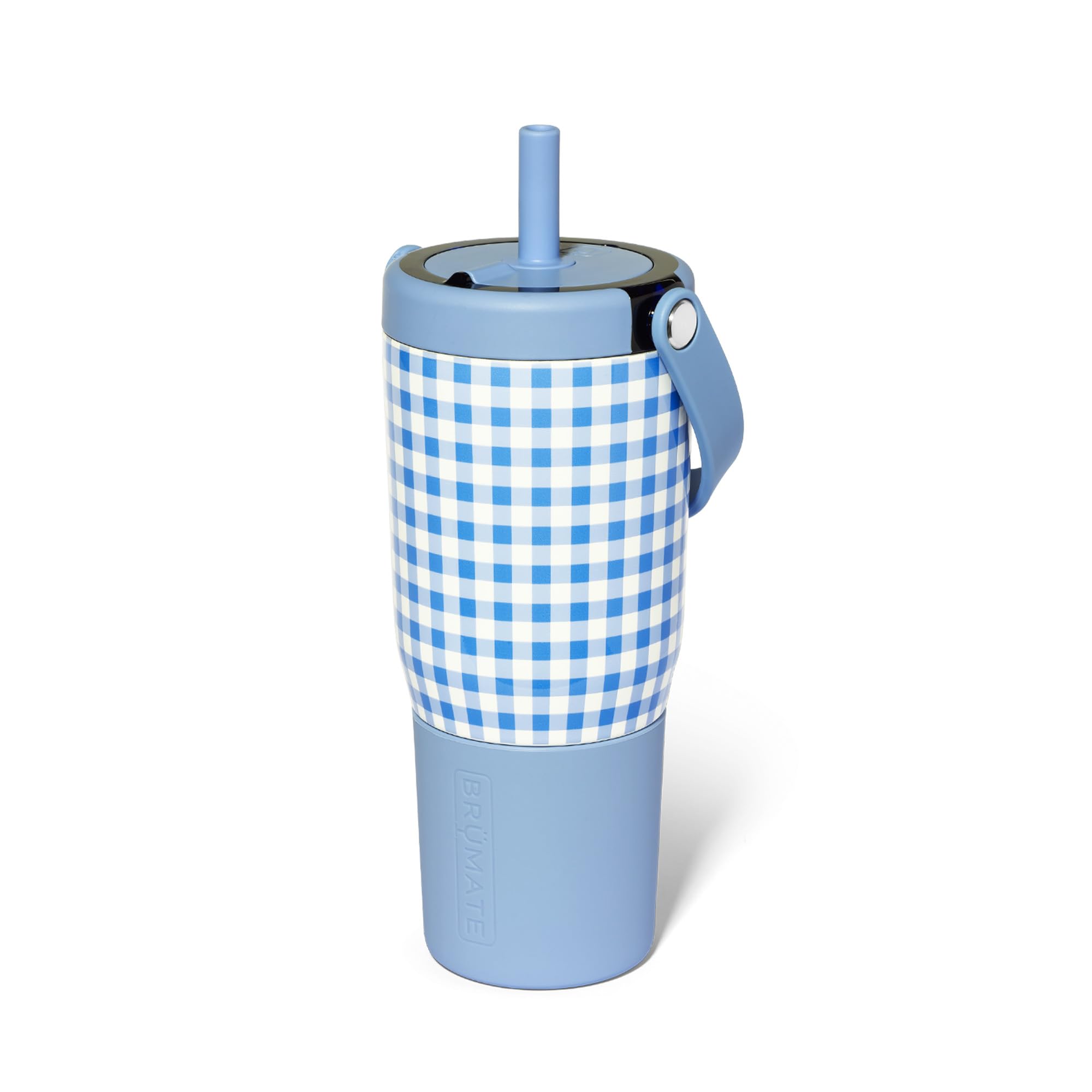BrüMate Resa 25oz 100% Leakproof Travel Tumbler with Handle & Straw | Flexible Soft Sip Straw | Silicone Sleeve for Durability | Stainless Steel | Cup Holder & Travel Friendly | (Capri Gingham)