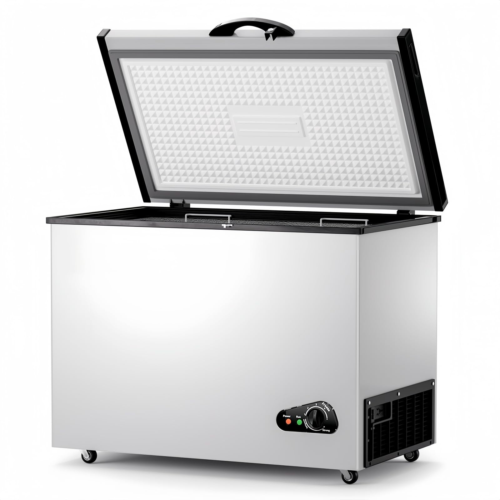 Large Commercial Chest Freezer 14.5 Cu Ft Deep Freezer with 2 Removable Basket and Adjustable Thermostat - Energy Saving Quiet for Home, Supermarkets, and Garages with Glass