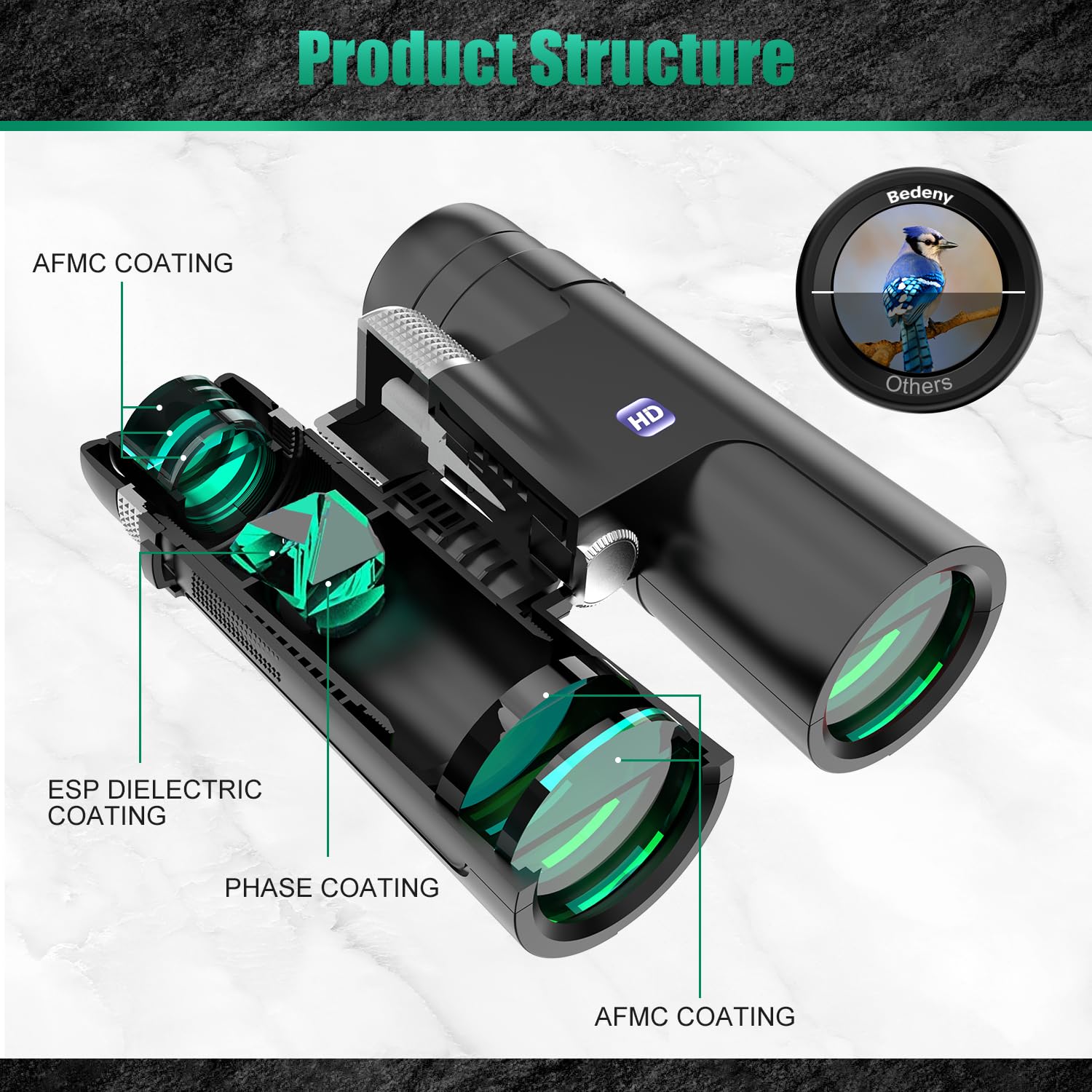 18x50 HD Binoculars for Adults with Upgraded Phone Adapter, Tripod and Tripod Adapter - High Powered with Super Bright and Large View for Bird Watching,Hunting,Travel