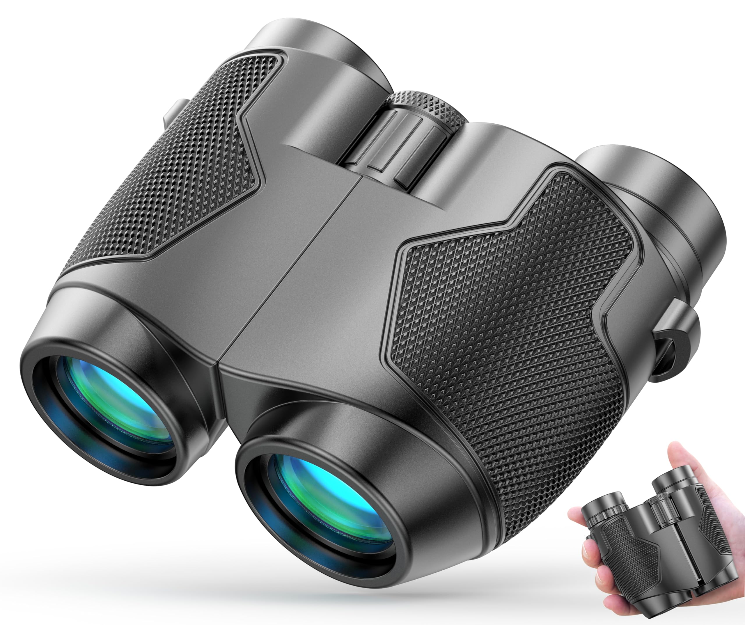 Binoculars 12x25 for Adults and Kids Night Vision Binoculars Compact Binocular Large Eyepiece Waterproof Binocular Wide Field of View for Bird Watching,Hiking,Hunting,Concert with Carrying Bag