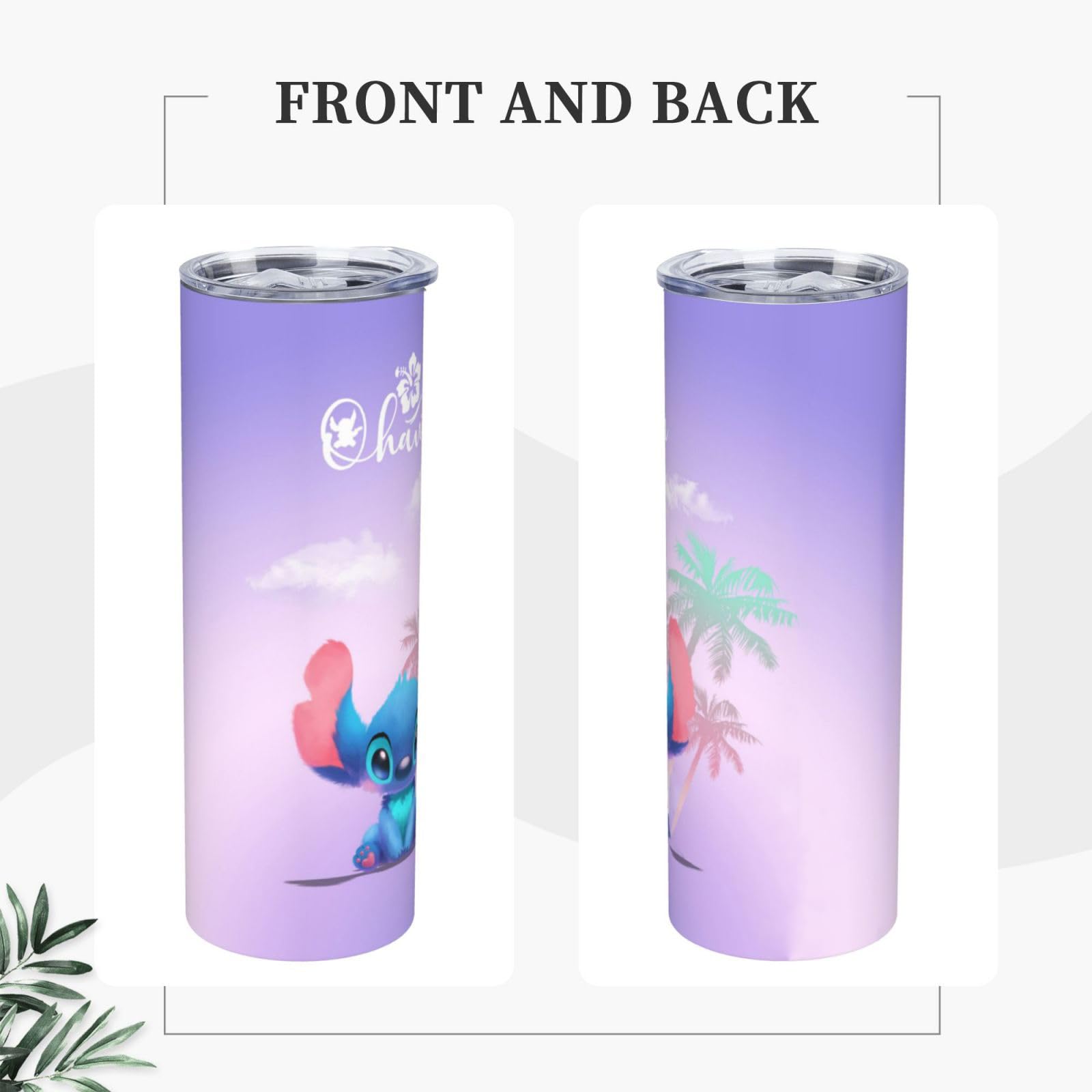 GASPOO Stitch Travel Coffee Mug Cup 20oz Double Wall Vacuum Insulated Stainless Steel Tumbler With Leak-Proof Lid And Straw For Ice And Hot Drink