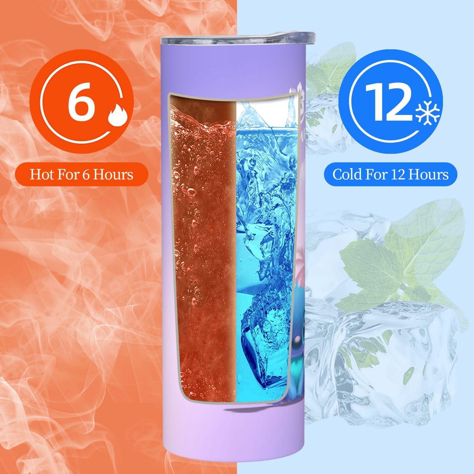 GASPOO Stitch Travel Coffee Mug Cup 20oz Double Wall Vacuum Insulated Stainless Steel Tumbler With Leak-Proof Lid And Straw For Ice And Hot Drink