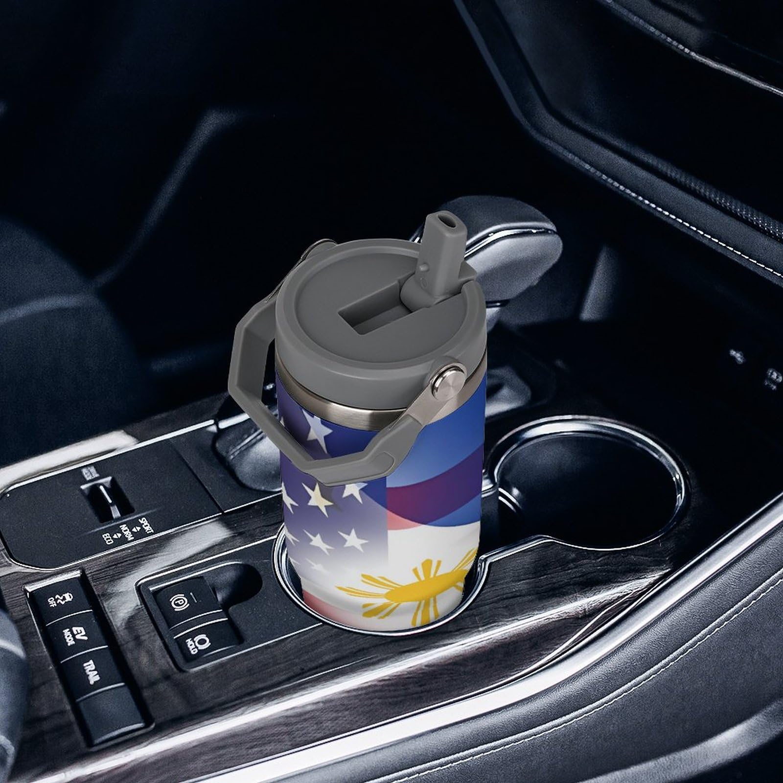 U.S. Philippines Flag Cute 30 Oz Tumbler with Handle Large Insulated Cup Stainless Steel Mug Gifts for Women Men