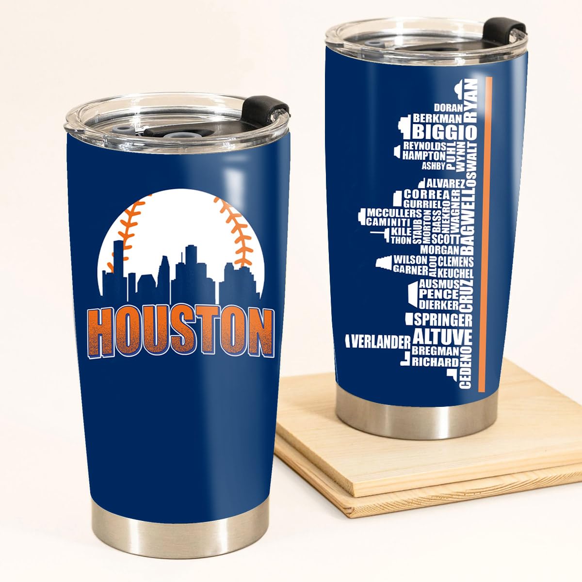 Schian Houston City Skyline Legends Baseball Tumbler - Coffee Mug Insulated Tumbler With Lid - Mother's Day, Father's Day, Birthday, Christmas Gifts For Fans - 20 Oz| Stainless Steel