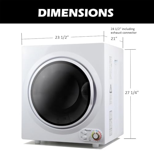 Panda Compact Dryer 13.2 lbs Load Volume 110V 1500W Portable Clothes Dryer 3.5 cu.ft. Stainless Steel Tub, 4 Drying Modes