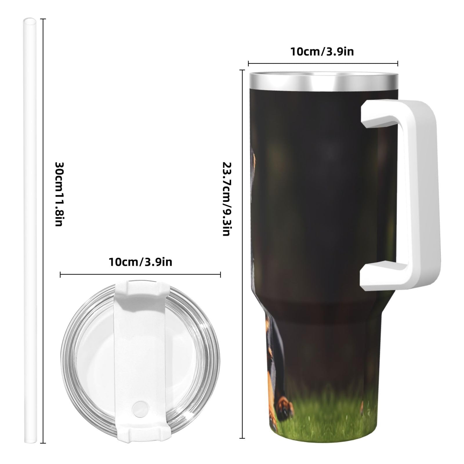 VANTUT Rottweiler Wallpaper 40oz Ice Bully With Handle Portable For Hot Cold Drinks,Travel, Gym,Home,And Outdoor Activities