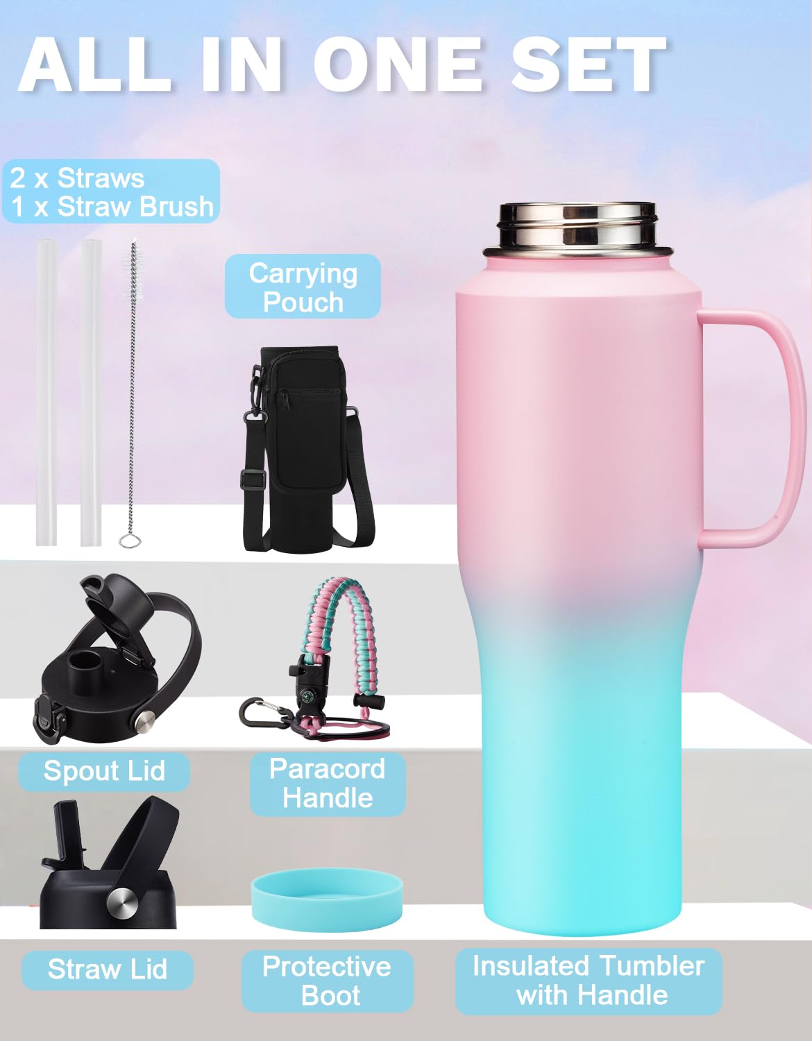 RRYFOUR Dynamic Duo Bundle 32oz Insulated Tumbler that Fits in Cup Holder Combo
