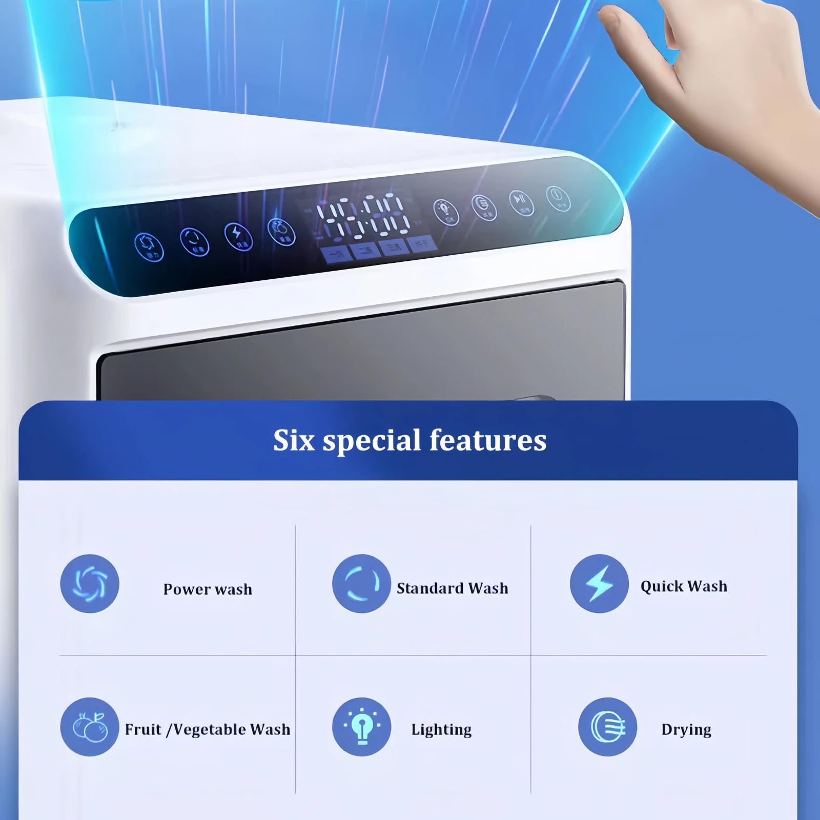 Dishwasher Tabletop Dishwasher Portable Small Fully Automatic 4 Washing Modes and Drying Function Can be connected to the faucet and manually filled with water