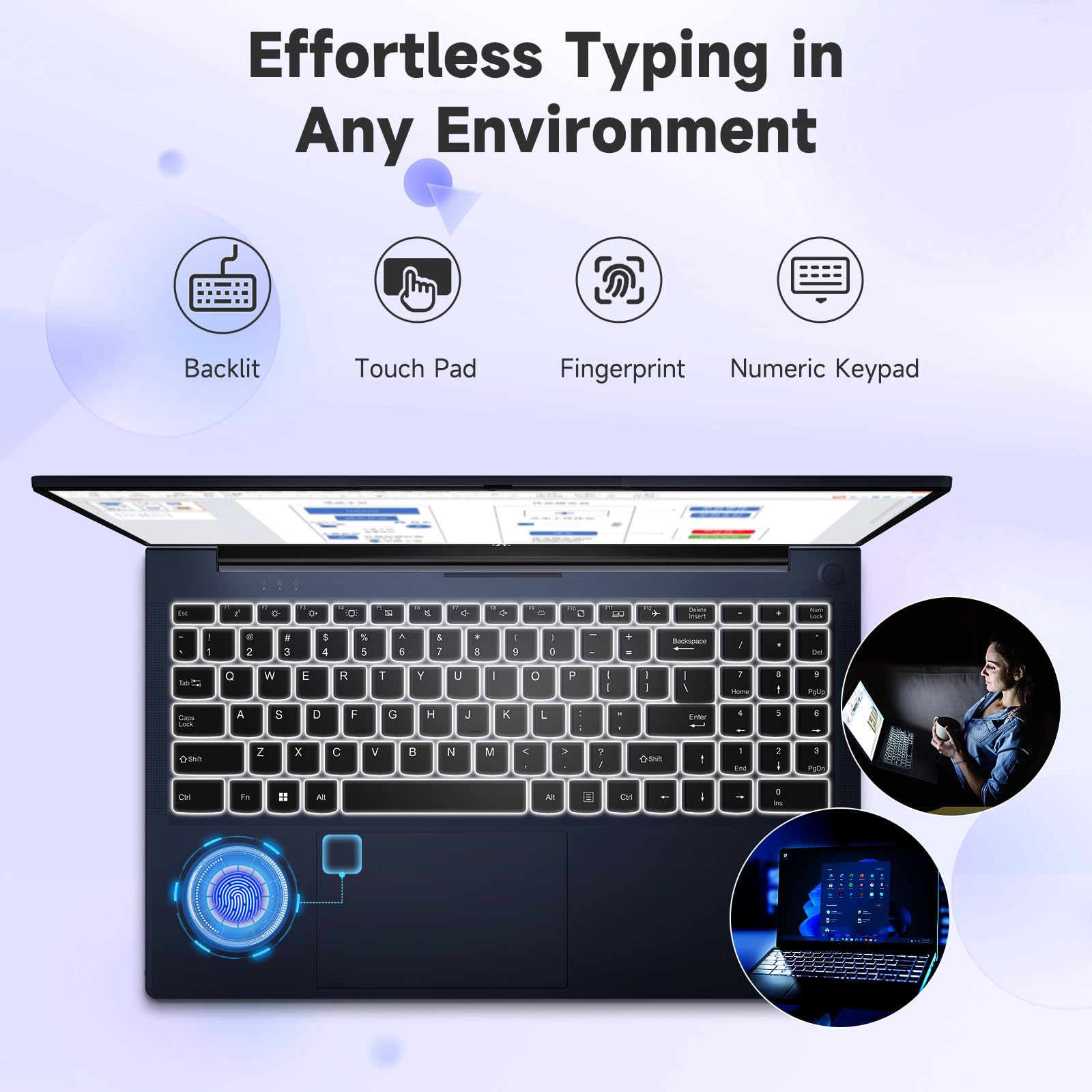 NIMO 15.6 IPS FHD-Laptop, Intel 12th Gen N100 (Beat i3 1115G4 Up to 3.4GHz) 8GB RAM 128GB SSD Laptop-Computer with Backlit Keyboard Fingerprint Win 11 Blue (Renewed)
