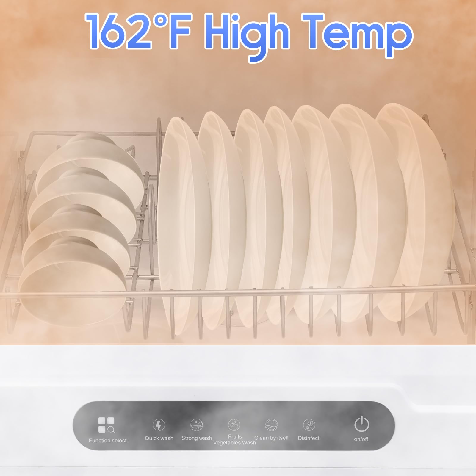 JLYNOWPT Countertop Dishwasher Portable Dishwasher with 5L Built-In Water Tank Mini Dish Washer with 5 Washing Programs and 360° Dual Spray for Small Apartments and Rvs