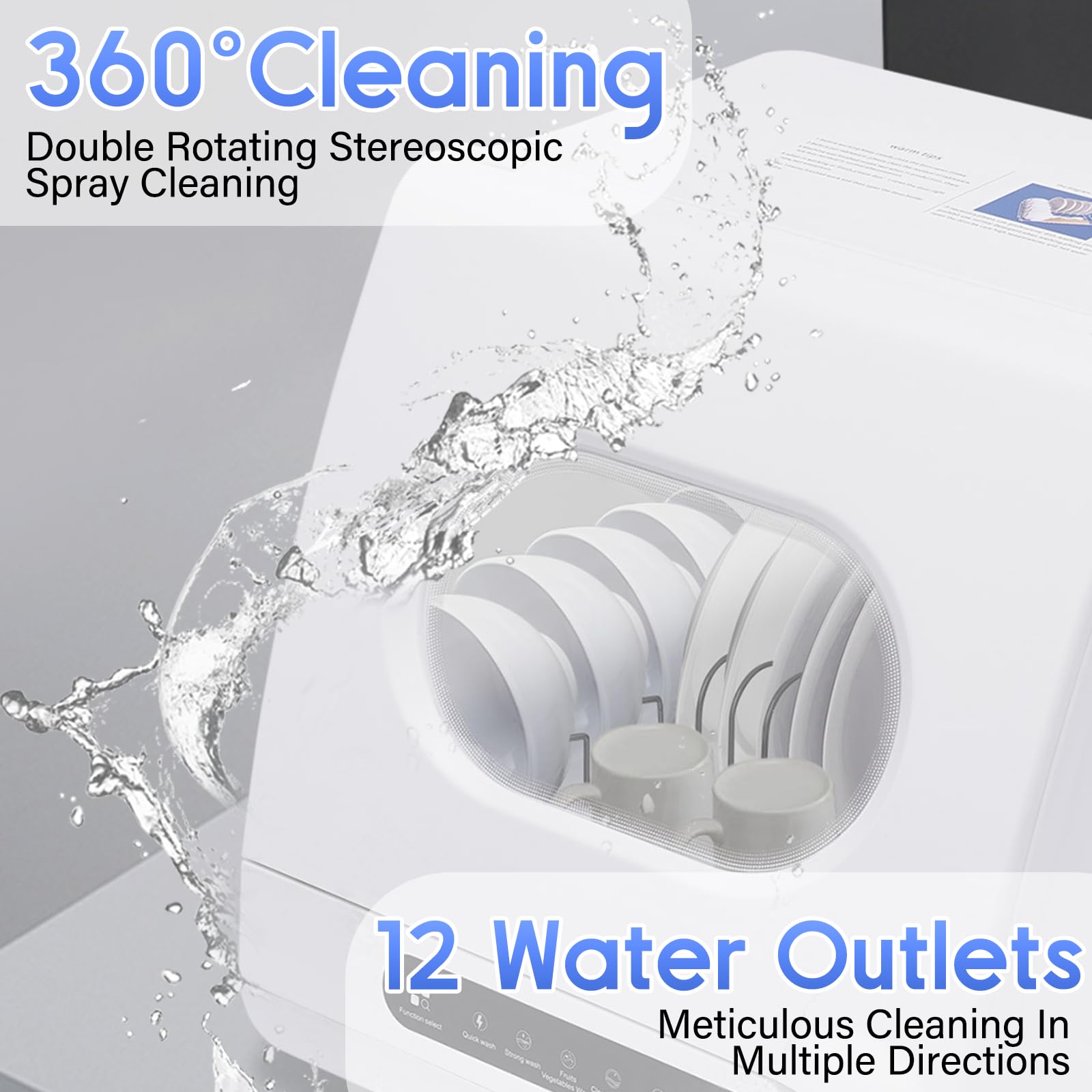 JLYNOWPT Countertop Dishwasher Portable Dishwasher with 5L Built-In Water Tank Mini Dish Washer with 5 Washing Programs and 360° Dual Spray for Small Apartments and Rvs