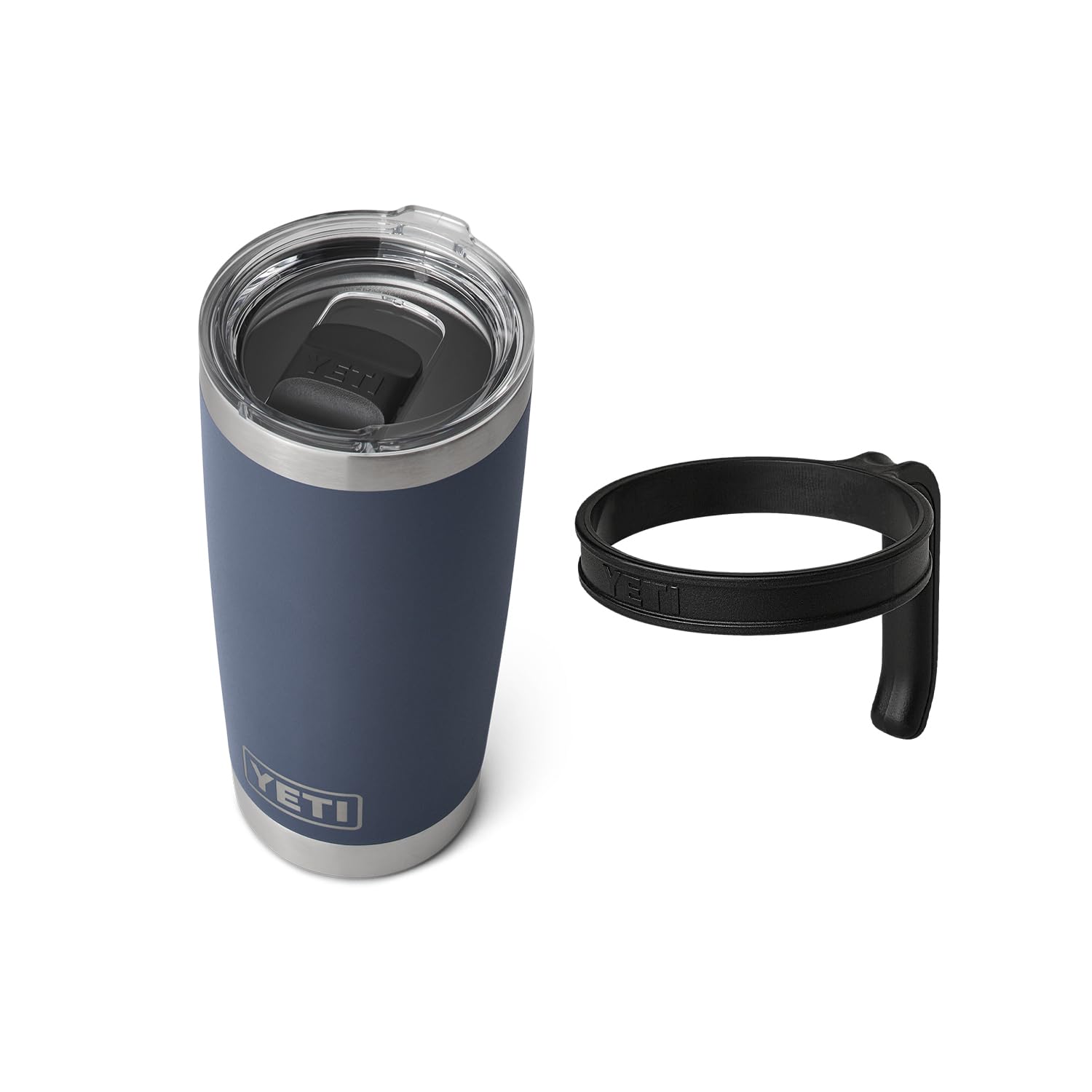 YETI Rambler 20 oz Tumbler with Handle Set, (1) 20 oz MagSlider Tumbler, and (1) 20 oz Handle, Navy