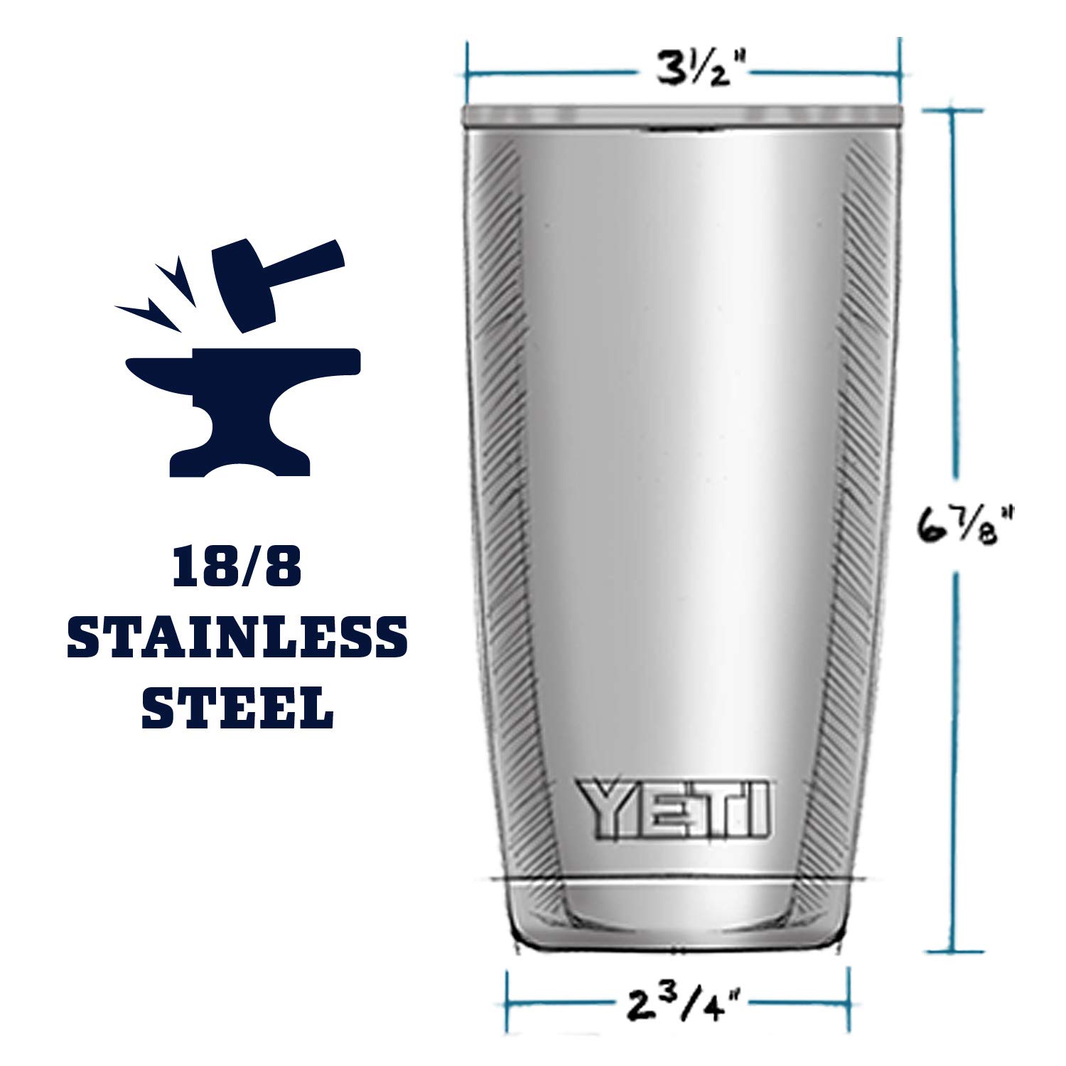 YETI Rambler 20 oz Tumbler with Handle Set, (1) 20 oz MagSlider Tumbler, and (1) 20 oz Handle, Black