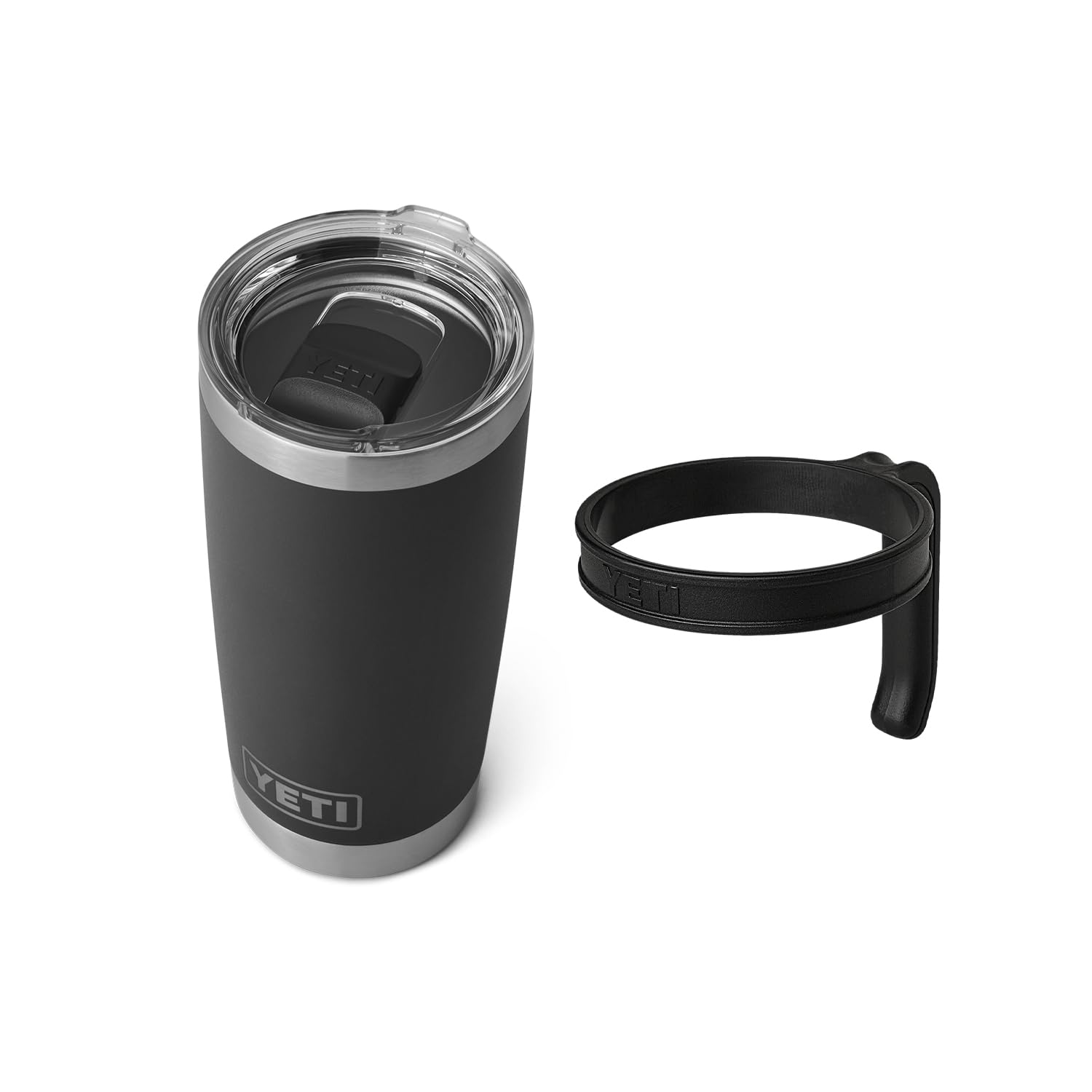 YETI Rambler 20 oz Tumbler with Handle Set, (1) 20 oz MagSlider Tumbler, and (1) 20 oz Handle, Black