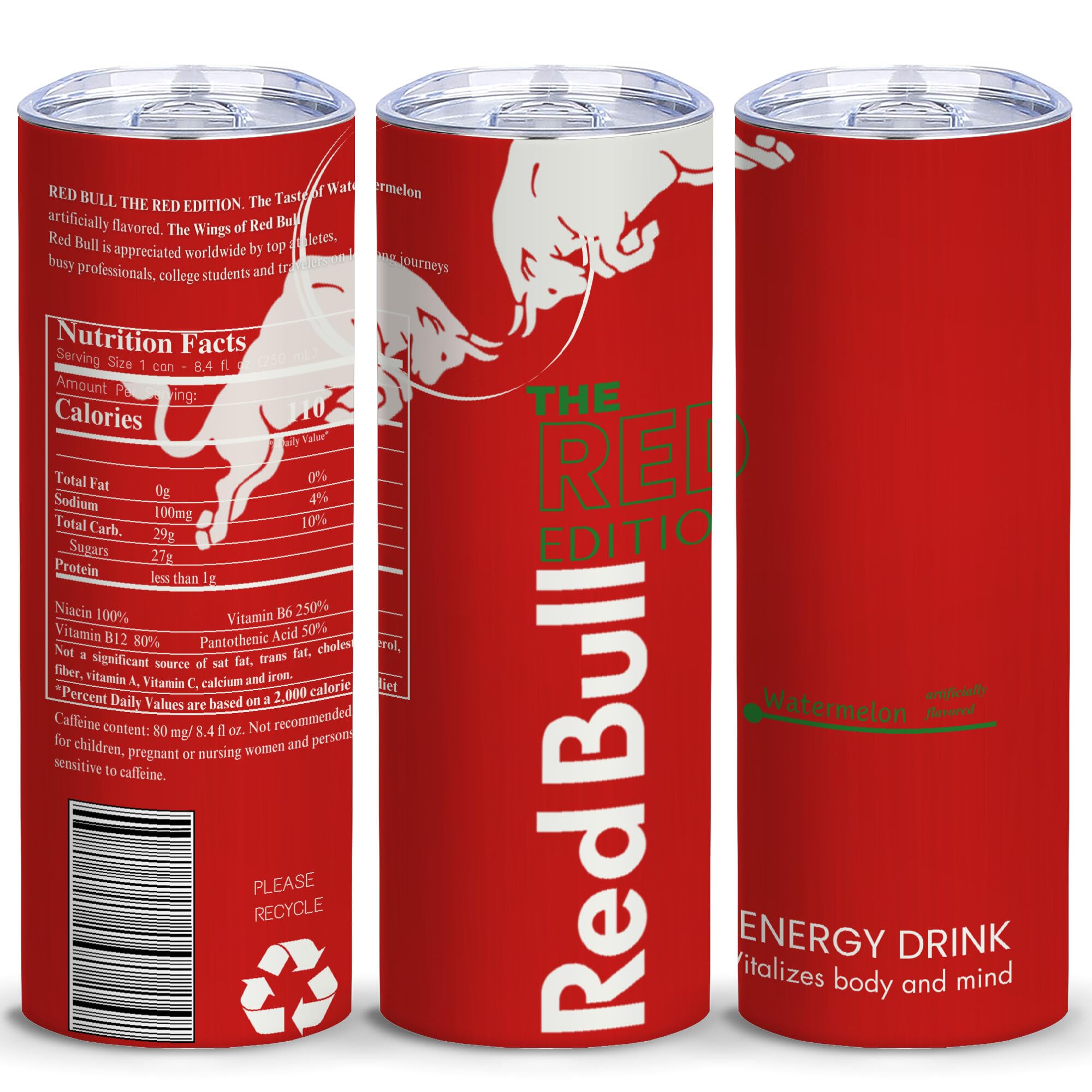 ATHAND Red Bull Printed Tumbler,Funny Tumblers,20 OZ Insulated Vacuum Skinny Tumbler,Gifts for Friend,Classmate,Women,Men,Boy,Girls,1 Pcs