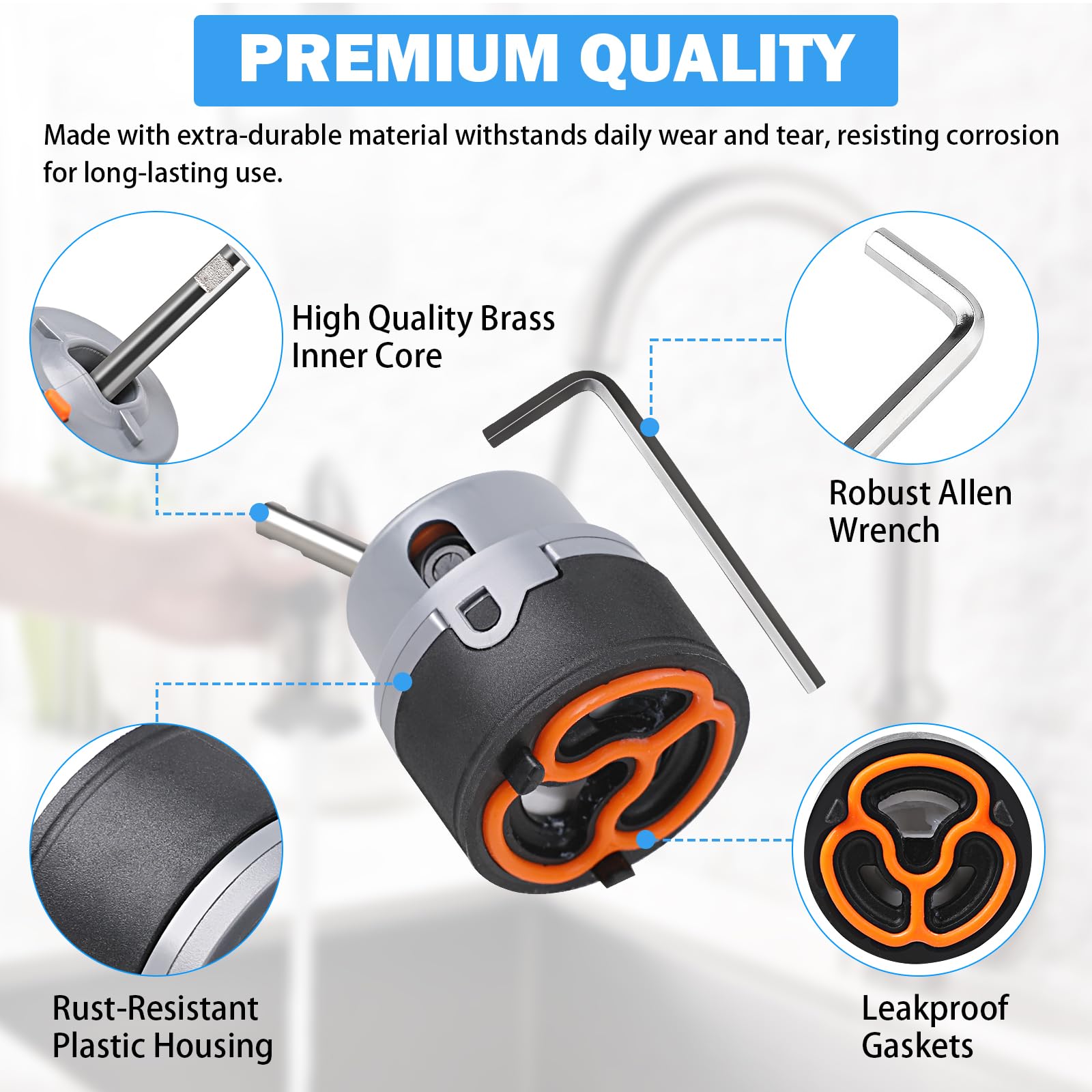 RP50587 Delta Cartridge Valve Replacement for DST Single Handle Kitchen and Lavatory Faucets Repair Parts Universal Delta Faucet Diamond Seal Technology Single Handle Valve Cartridge with Allen Wrench
