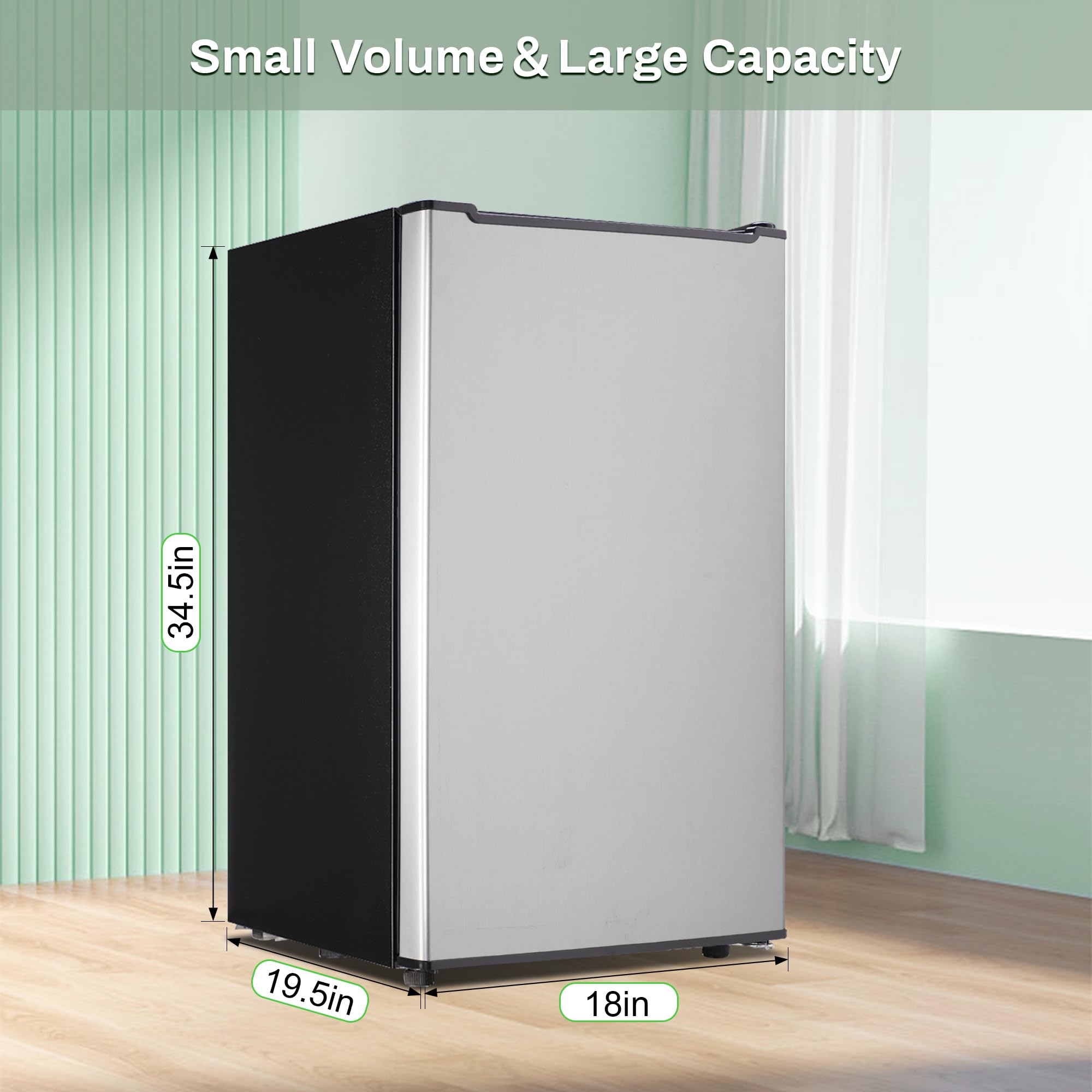 Upright Freezer 3.6 Cubic Feet, Mini Freezer with Removable Baskets, 3 Level Adjustable Temperature from -13°F to 23°F, Manual Defrosting, Reversible Stainless Steel Door, Suitable for Home, Silver